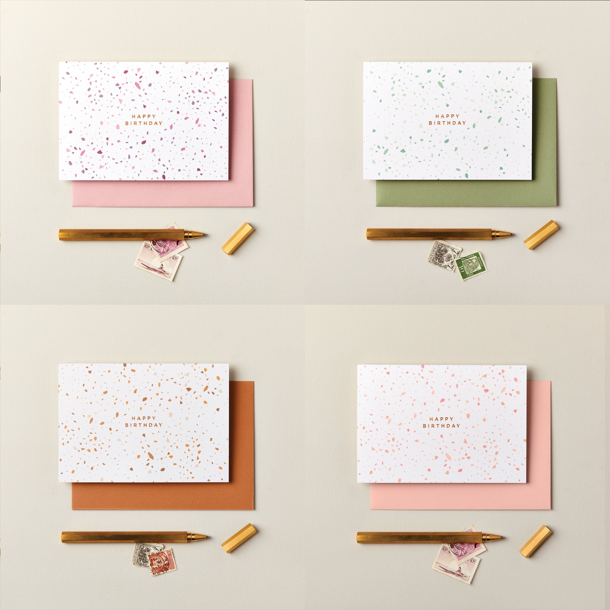 Pack of Happy Birthday Terrazzo Pattern Cards | ink&bloom