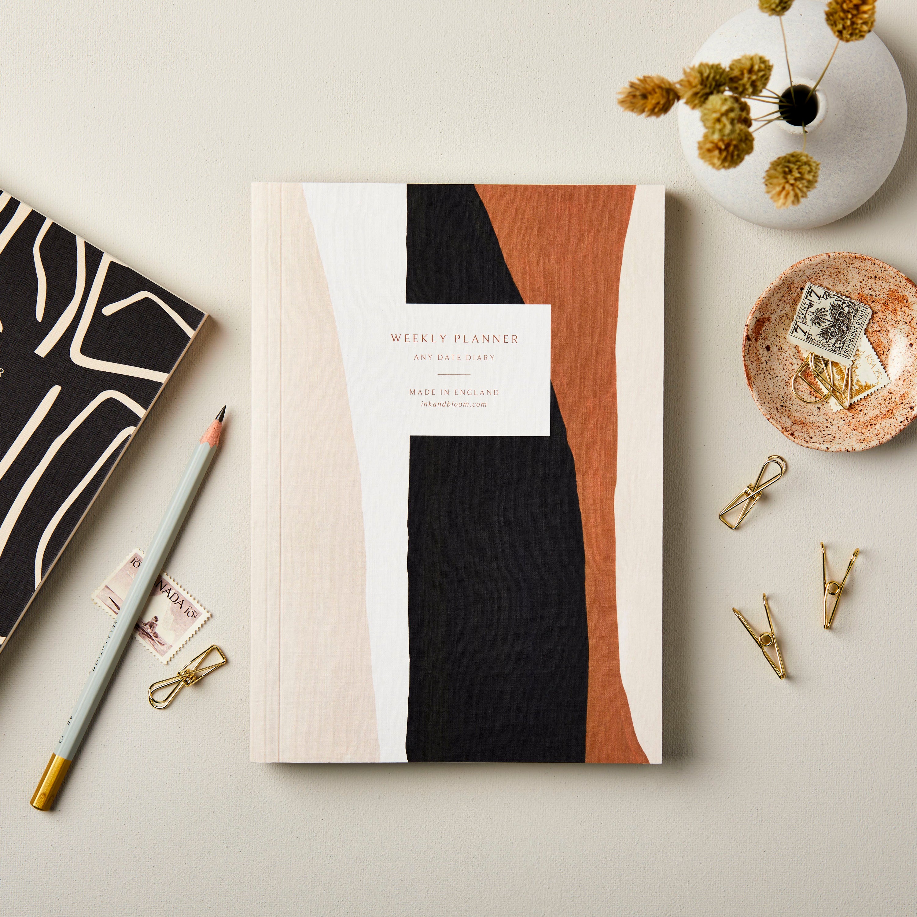 Undated A5 Lay-Flat Weekly Planner in Abstract Pattern | Ink & Bloom