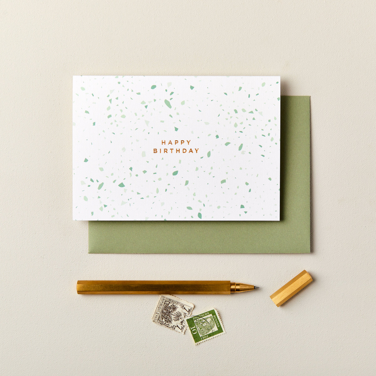 Happy Birthday Green Terrazzo Card | | ink & bloom.