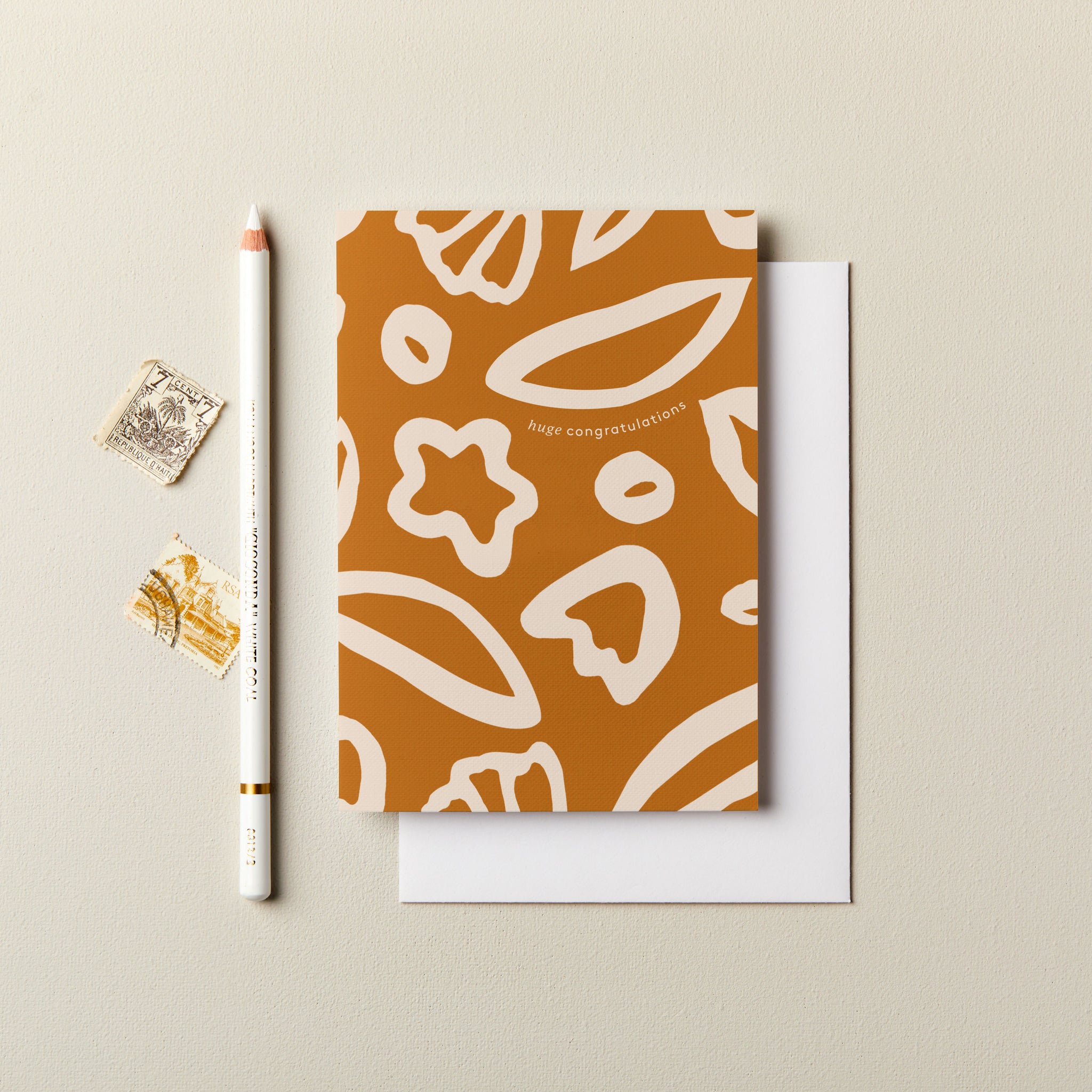 Congratulations Abstract Floral Mustard Card | Ink&Bloom